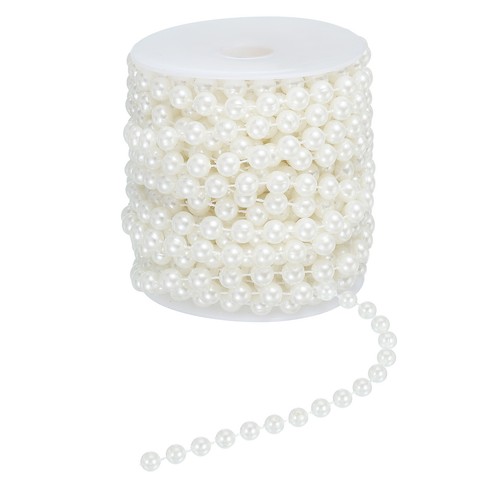 66 Feet Pearl String 6 mm Craft Pearl Bead Garland Faux Beads Spool ...