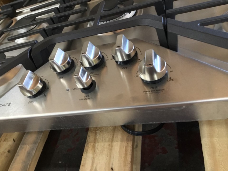 GE Cafe 36" Gas Drop In Cooktop CGP95362MS1 Natural Gas Cooktop Open ...