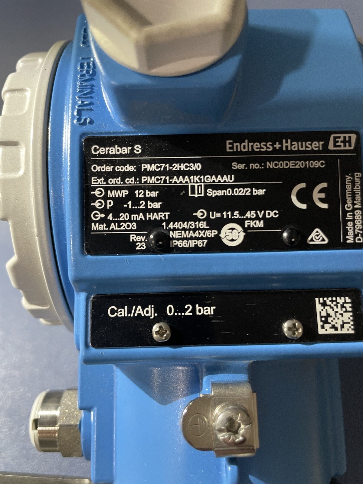 ENDRESS & HAUSER Cerabar S PMC71 Pressure Transmitter 4-20 mA Hart NEW ...