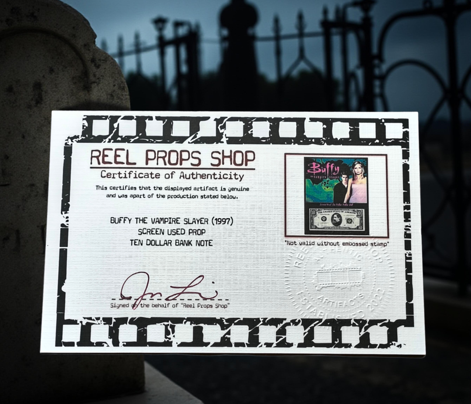 BUFFY THE VAMPIRE SLAYER PROP - SCREEN USED - FRAMED PROP $10 BILL | eBay