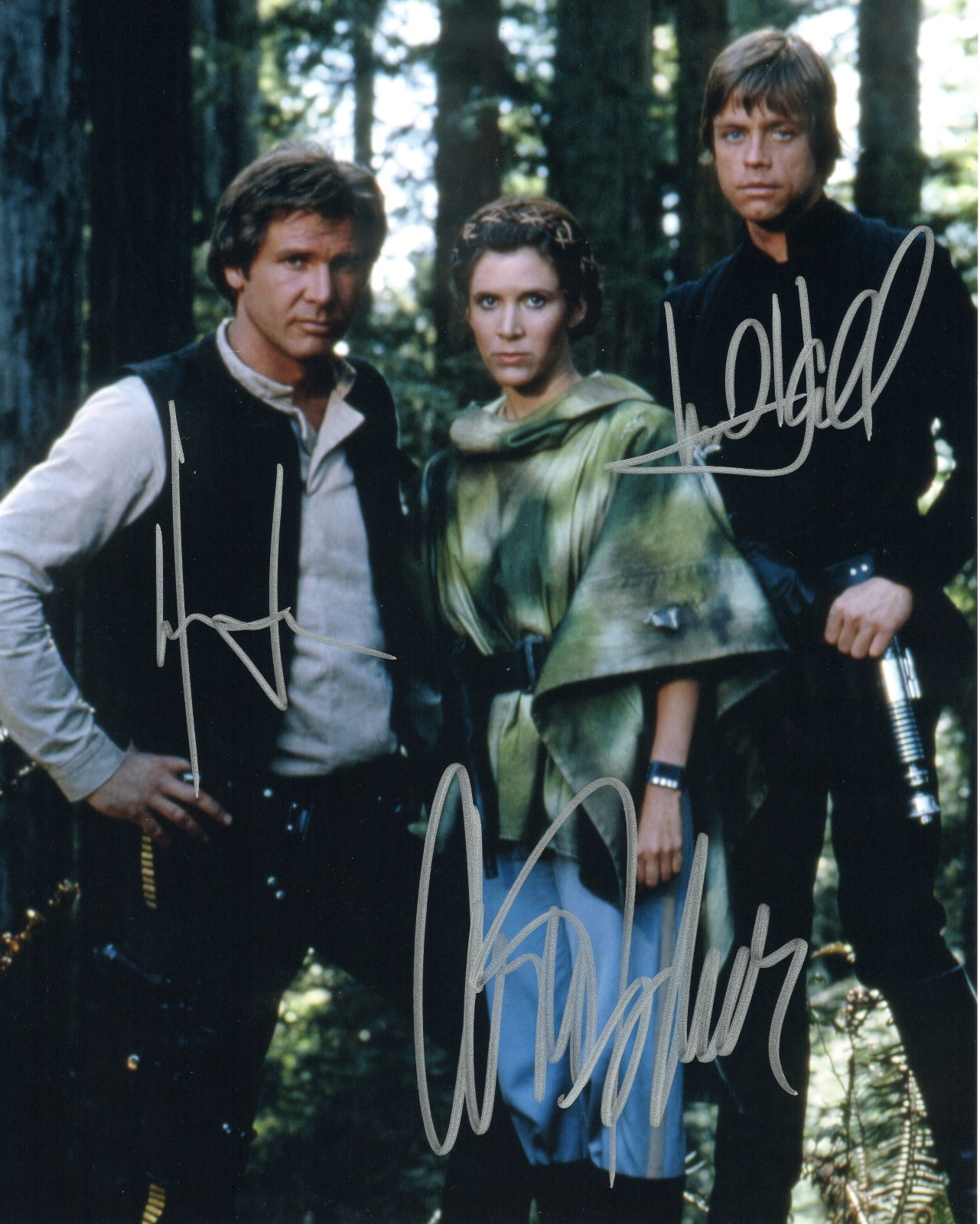MARK HAMILL CARRIE FISHER AND HARRISON FORD SIGNED STAR WARS 8 X 10 ...