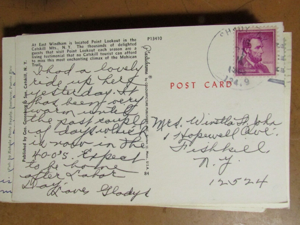 EAST WINDHAM, New York Postcard "POINT LOOKOUT" Mohican Trail Roadside ...