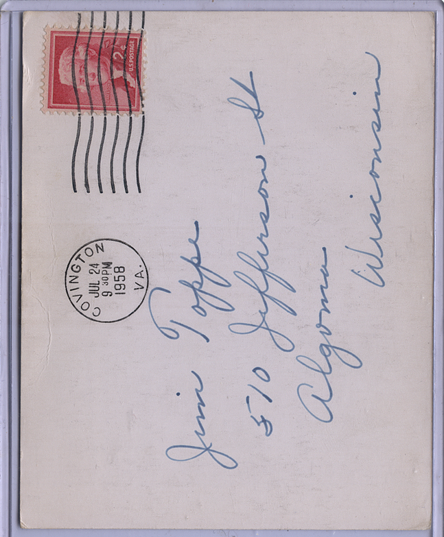 1958 Washington Senators Team Issued 4 x 5 Photocard Jim Lemon Mailed ...