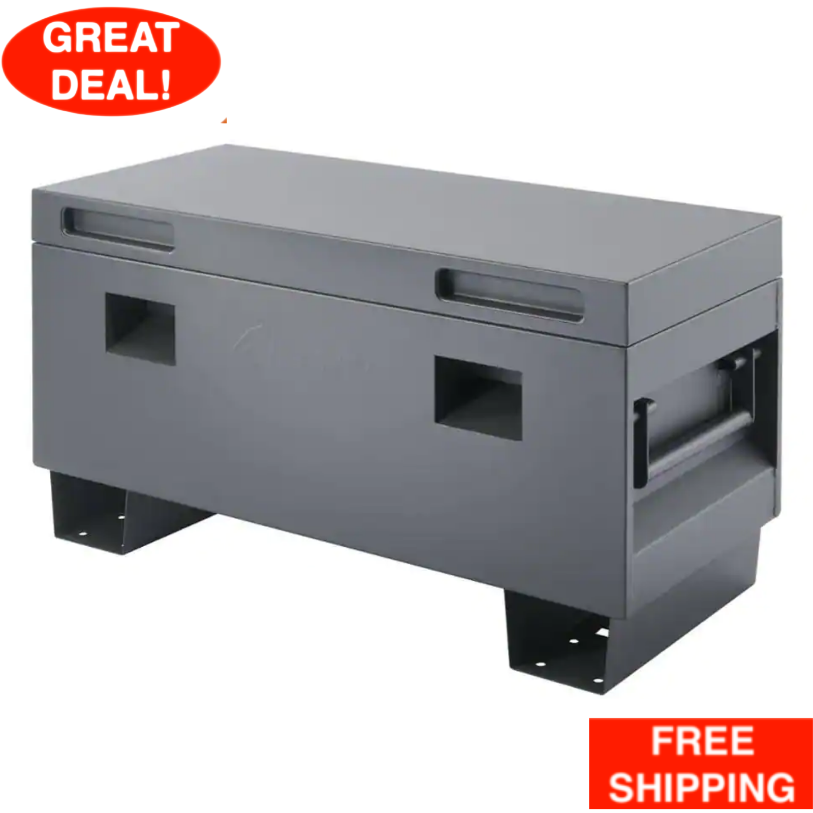 Steel Job Site Box Pre Assembled Handles Gray Unkeyed Lockable Tool ...