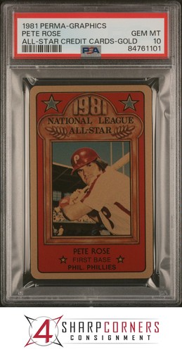 1981 PERMA-GRAPHICS ALL-STAR CREDIT CARD GOLD PETE ROSE PSA 10 B3886338 ...