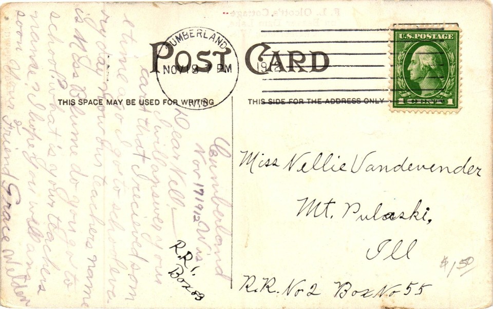 Cumberland Wisconsin Olcott's Cottage on Beaver Dam Lake Postcard ...