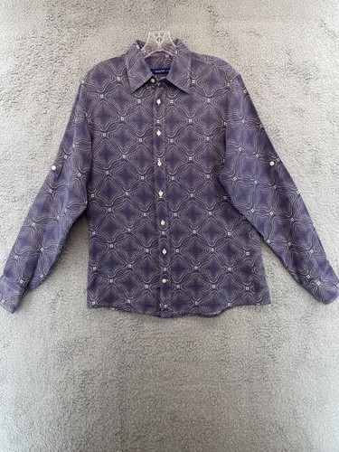 Men’s Georg Roth Long Sleeve Button Up Shirt Small 37/38 Purple With ...