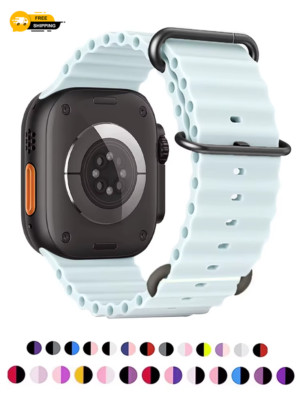 Silicone Ocean Strap/Band for Apple Watch Ultra 49 45 46 42 44 40 41Mm ...