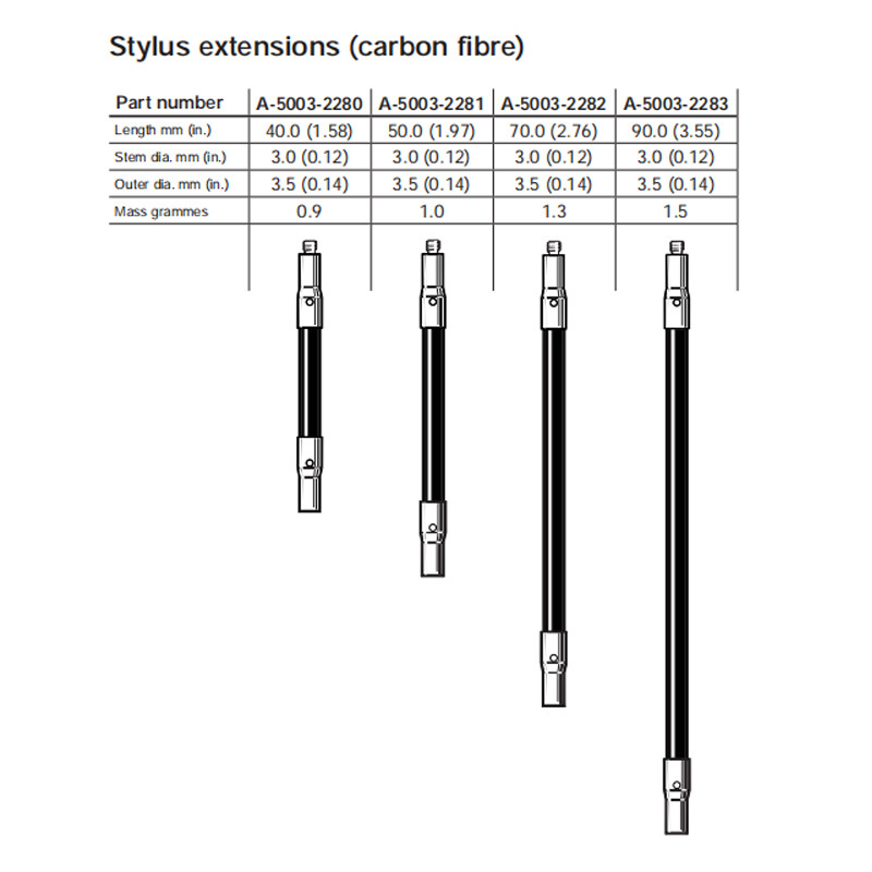 M2 Thread CMM Stylus Extension Carbon Fibre Stem L50mm Compatible A ...