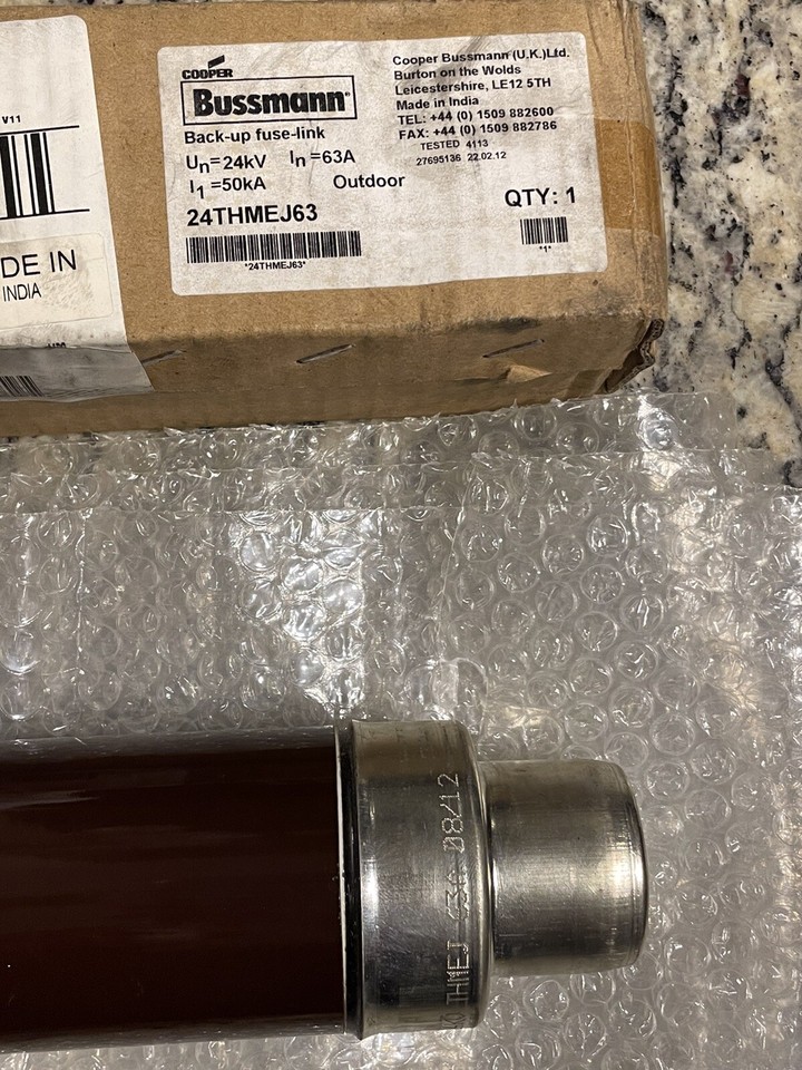 New Cooper Bussmann Striker Pin 80N 63A 24kV , 24TMEJ63 Back-up Fuse ...