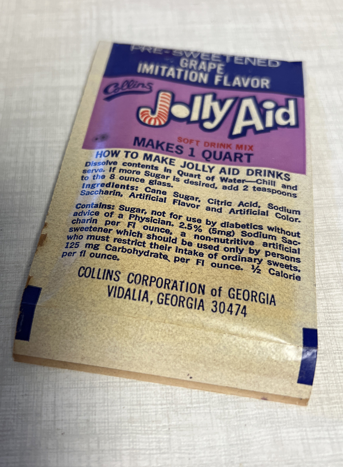 Vintage Lot of Collins 4 Jolly Aid Flavored Mix kool Aid packets 1960's ...
