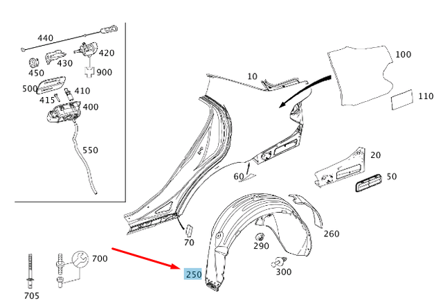 MERCEDES-BENZ E CLASS W212 WHEEL HOUSE LINER REAR RIGHT A2126906430 REF ...