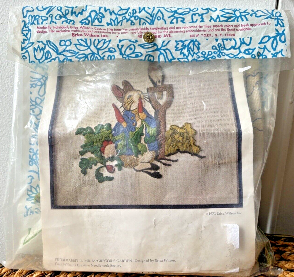 Erica Wilson Exclusive Design 1971 y Peter Rabbit Crewel Kit 7221 ...