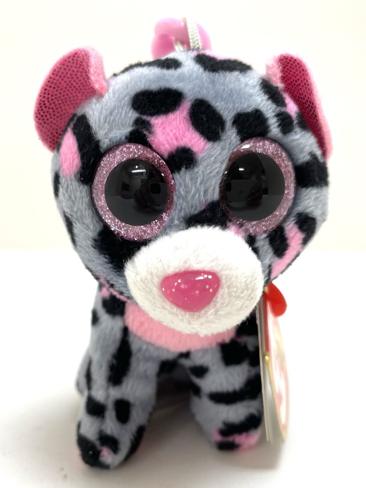 Ty Beanie Boos “Tasha” the Pink & Gray Leopard Clip Mini Plush | eBay