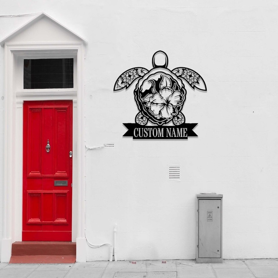 Personalized Mandala Sea Turtle Metal Signs, Turtle Sign Beach House ...