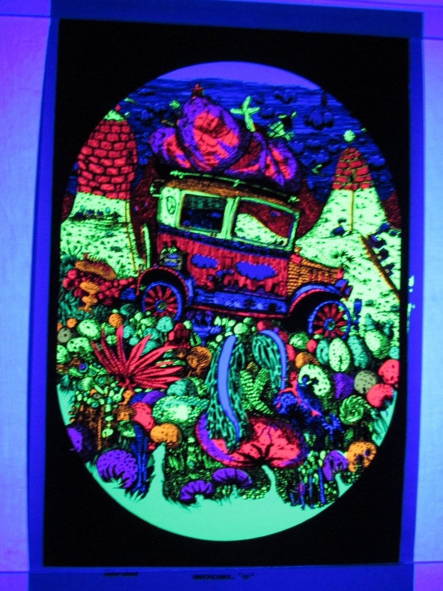 Trippy Blacklight Posters Vintage 1960s 70s Psychedelic Blacklight