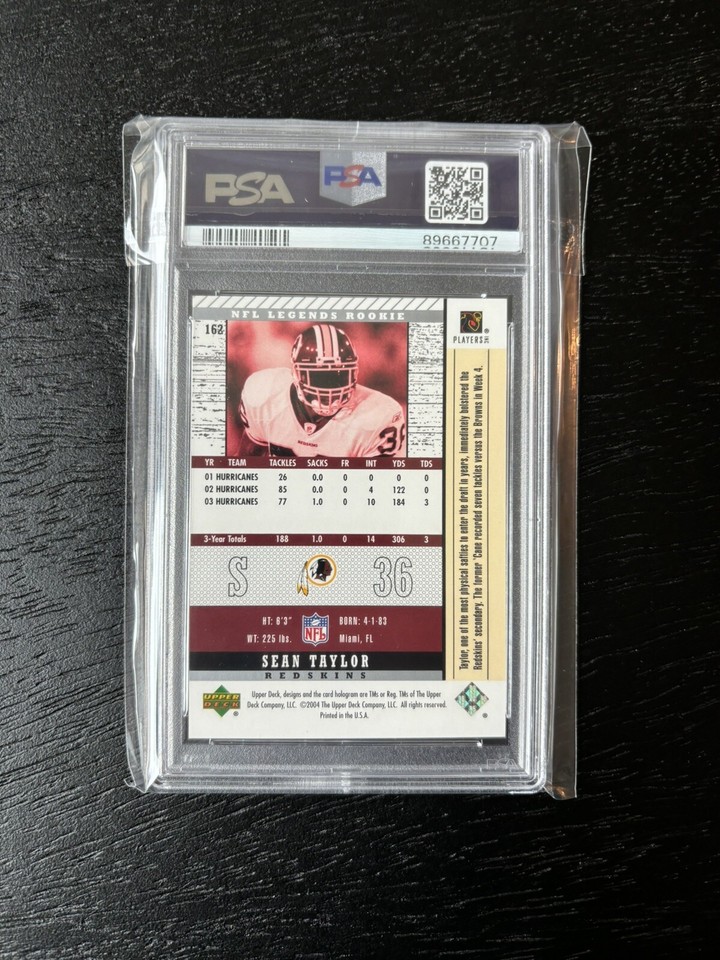 2004 SEAN TAYLOR UD LEGENDS #162 PSA 9 ROOKIE RC /650 | eBay