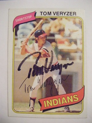 TOM VERYZER signed INDIANS 1980 Topps baseball card AUTO PORT JEFFERSON ...