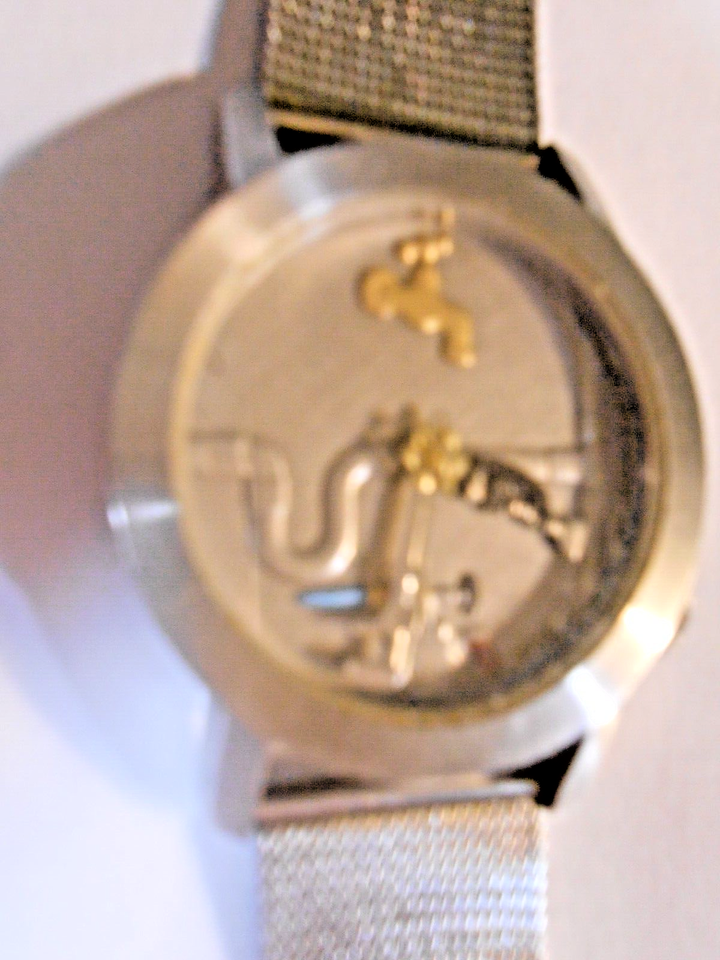 Akteo JC Mareschal Watch Plumbing Metal Silver Tone Band New Battery ...