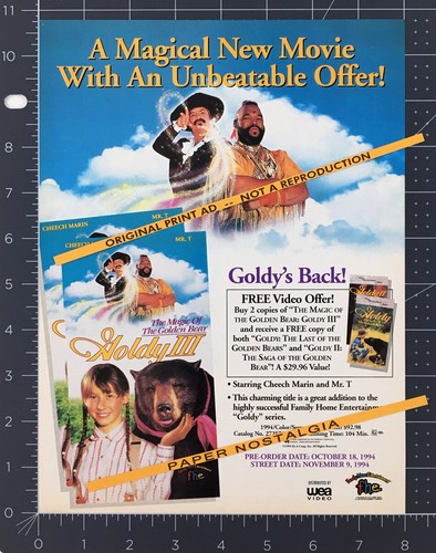 MAGIC OF THE GOLDEN BEAR: GOLDY III__Orig. 1994 Trade print AD __Mr. T ...
