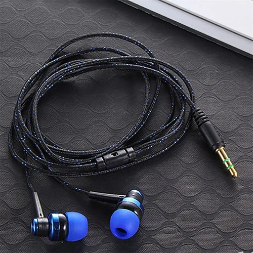 1Pc 3.5mm Wired Earphone Stereo In-Ear Nylon Cable Headset With Mic ...