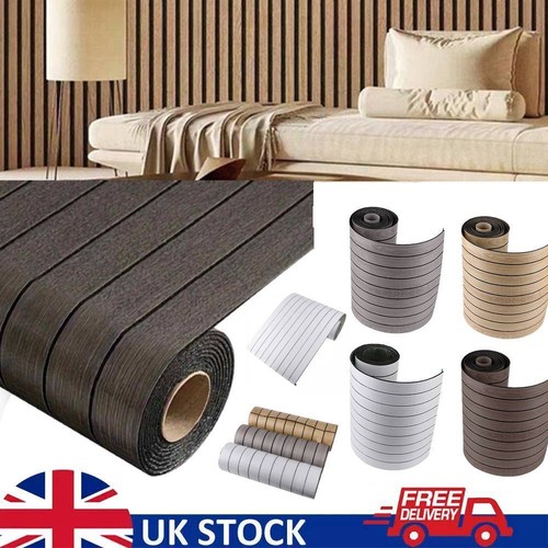 Wood Grain Panel Effect Wallpaper Stick Self-Adhesive Wood Slat Wall ...