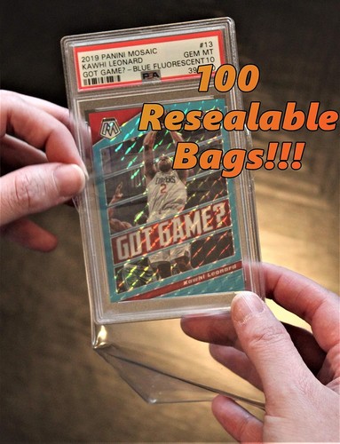 PSA Graded Card Bags Sleeves (100 Count) Soft Holders for Trading Clear ...