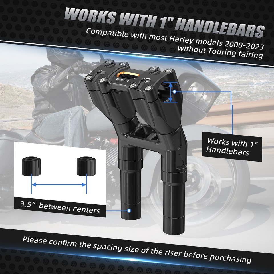 Modular Kickback Handlebar Riser Fit 1" Bar For Harley Dyna FXDFSE FXDB ...