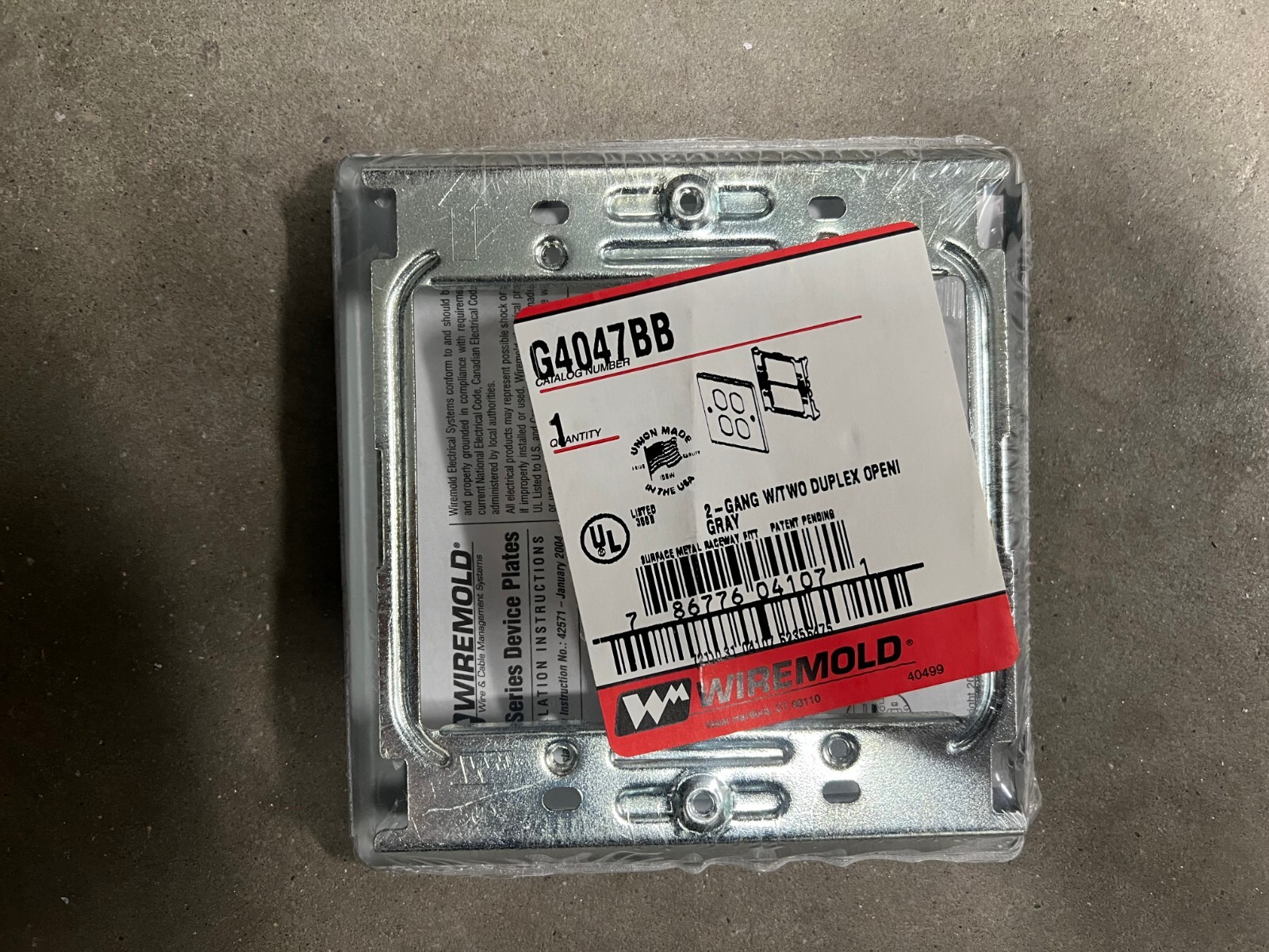 WIREMOLD LEGRAND G4047BB 2-GANG DUPLEX RECEPTACLE COVER, STEEL, GRAY | eBay