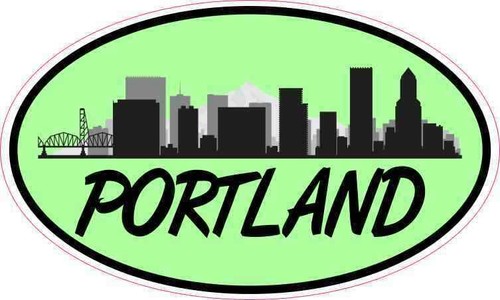 5in x 3in Green Oval Portland Skyline Sticker Car Truck Vehicle Bumper ...