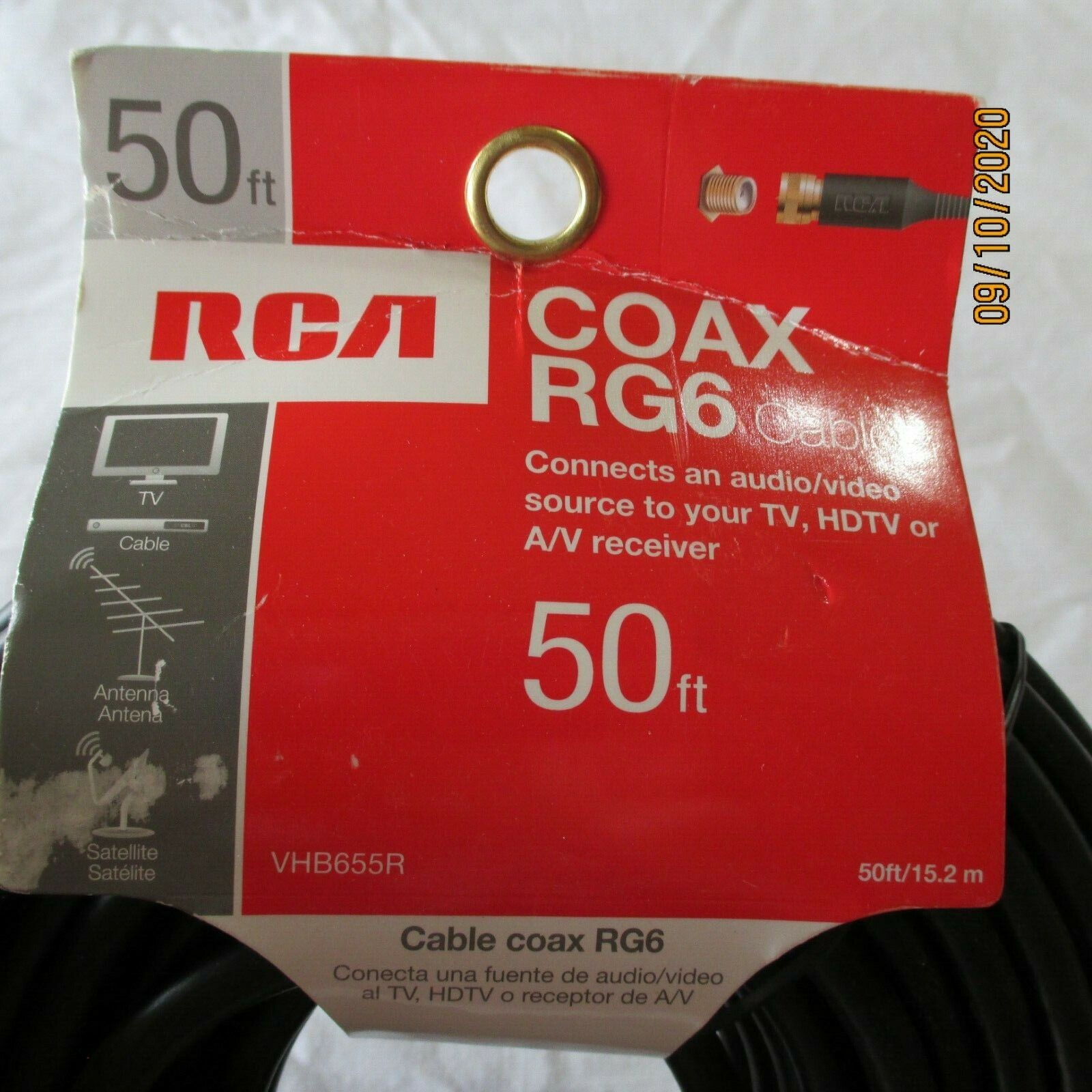 RCA 50 FT COAX RG6 Cable NEW Connects Audio Video Source to TV HDTV A/V ...