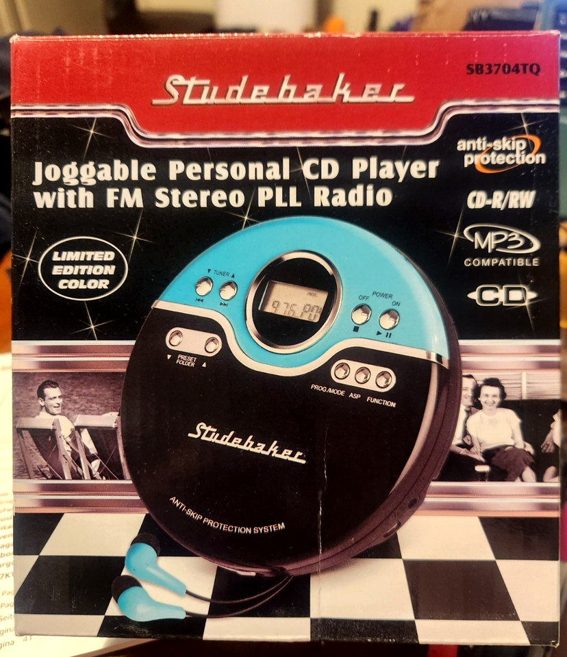 Studebaker Turquoise Retro Portable CD Player | CD-R/RW MP3 ...