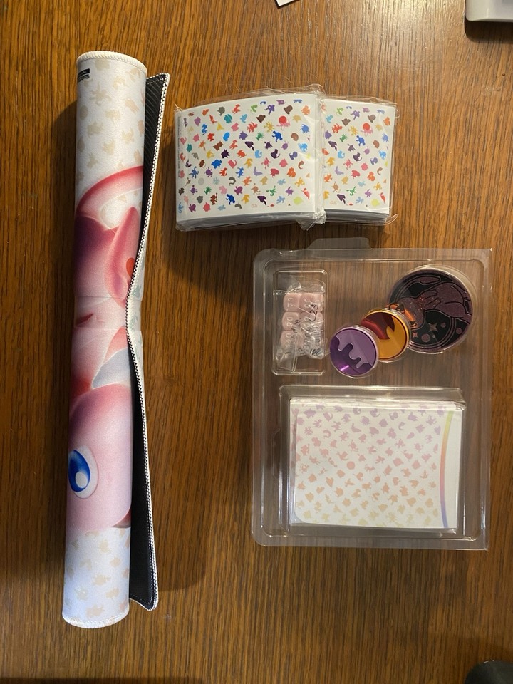 Pokemon 151 UPC Play Mat Mew Scarlet & Violet, Dice, Tokens, Deck Box ...