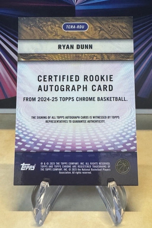 2024-25 Topps Chrome Ryan Dunn Certified Rookie Autograph #TCRA-RDU RC ...