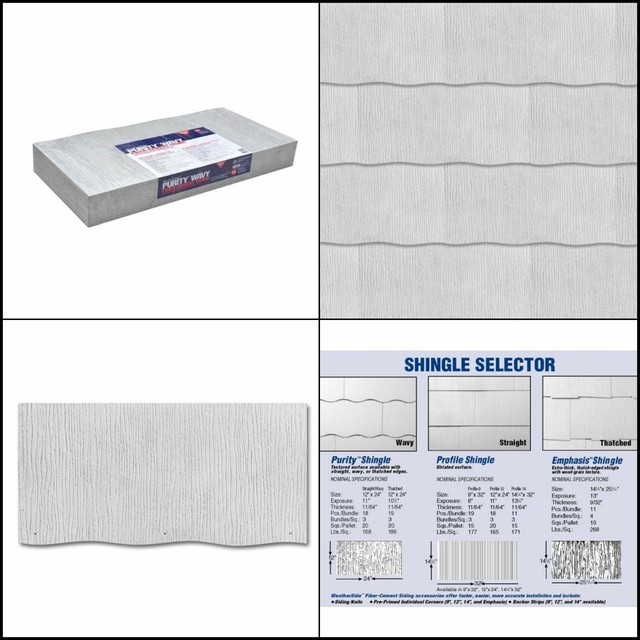 GAF WeatherSide Purity Cement Wavy Shingle Siding 12 x 24 inch - White ...