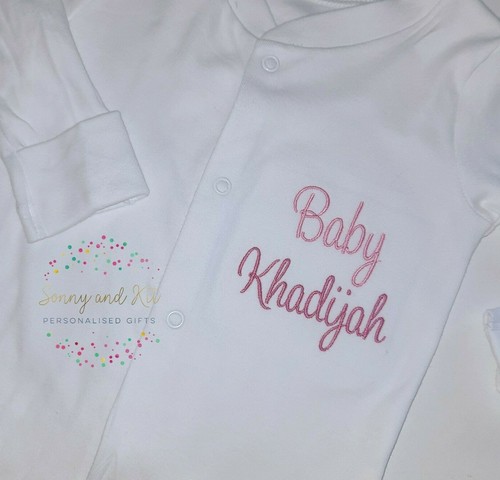 Personalised Baby grow, Name Announcement Sleepsuit, Embroidered Custom ...