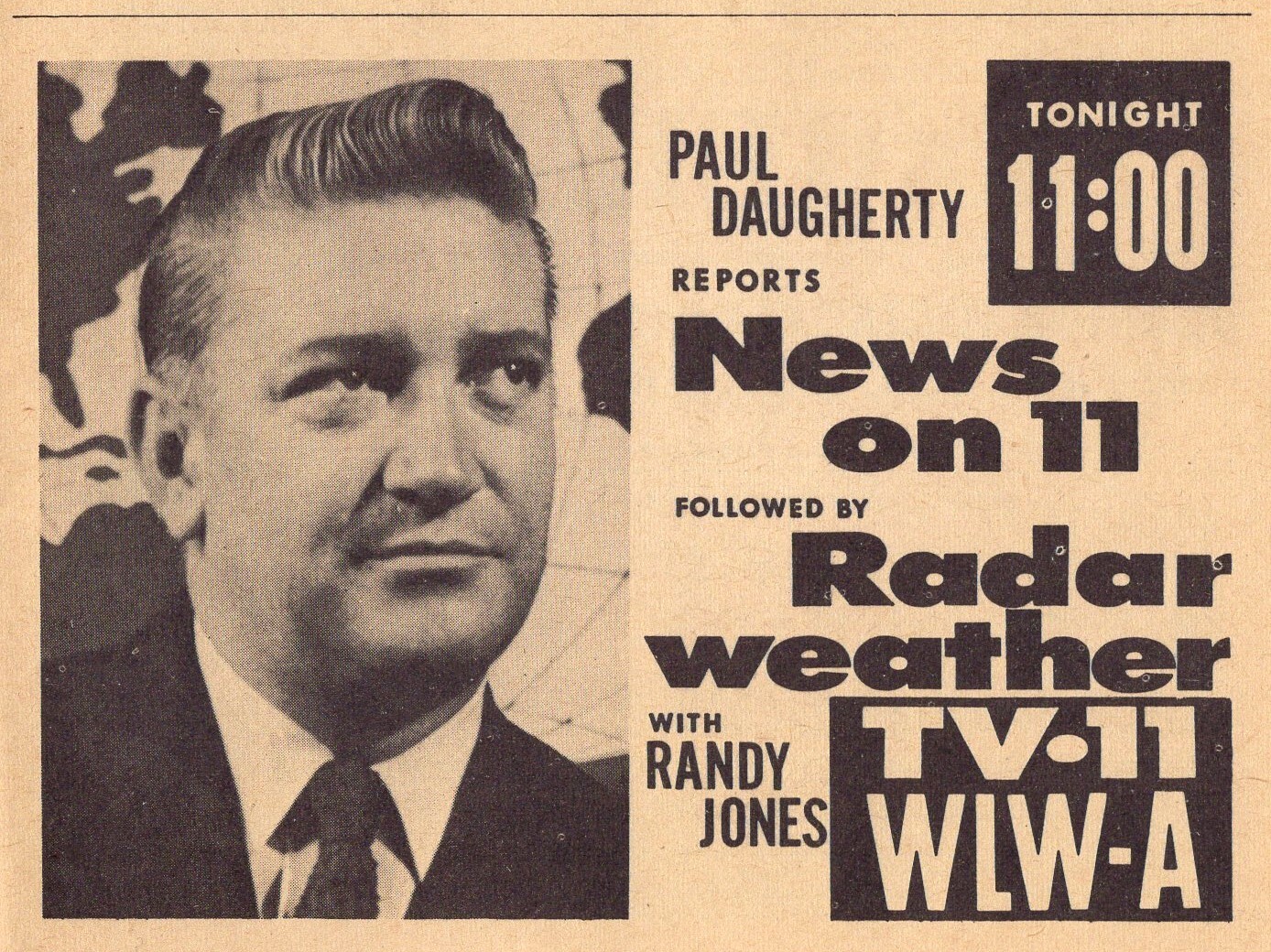 1961 WLWA ATLANTA,GEORGIA TV NEWS AD PAUL DAUGHERTY REPORTER | eBay