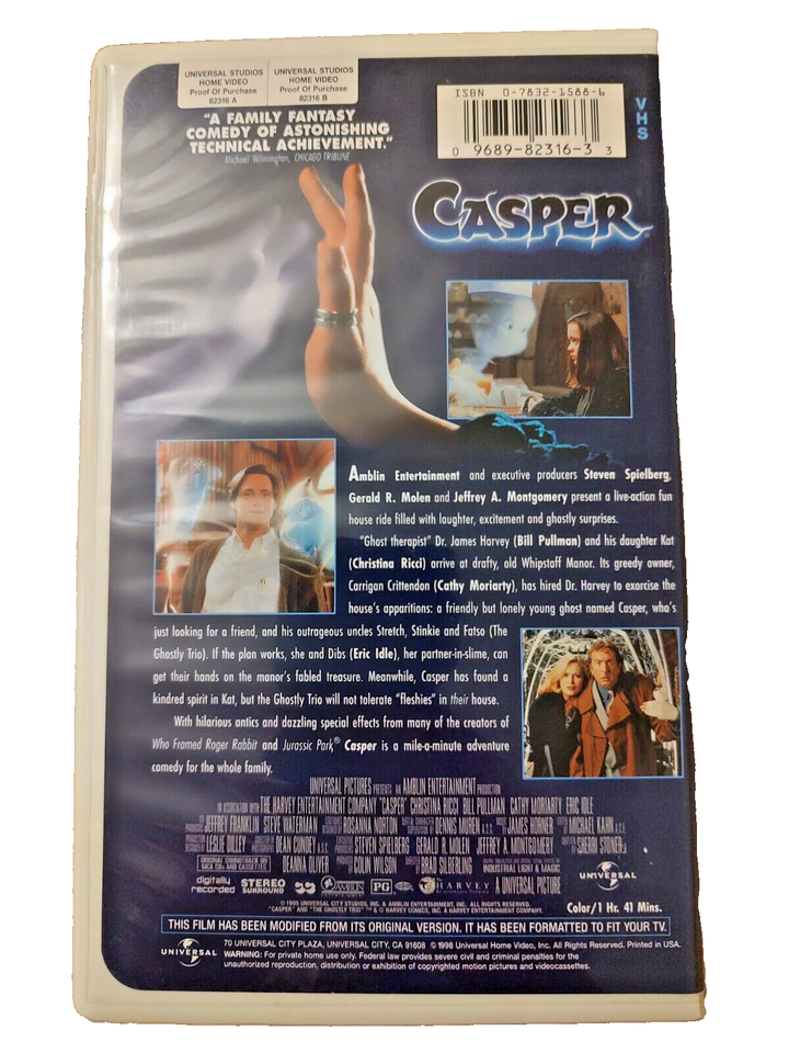 Casper Universal Movie (VHS, 1995) Video Tape Seeing Is Believing ...