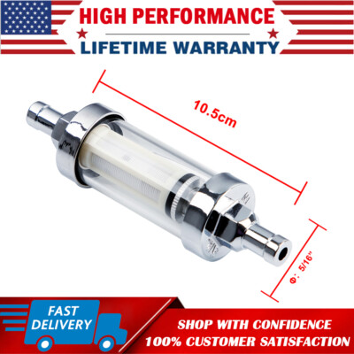 5/16" Universal Chrome Glass Clearview Fuel Filter Petrol Diesel Inline ...