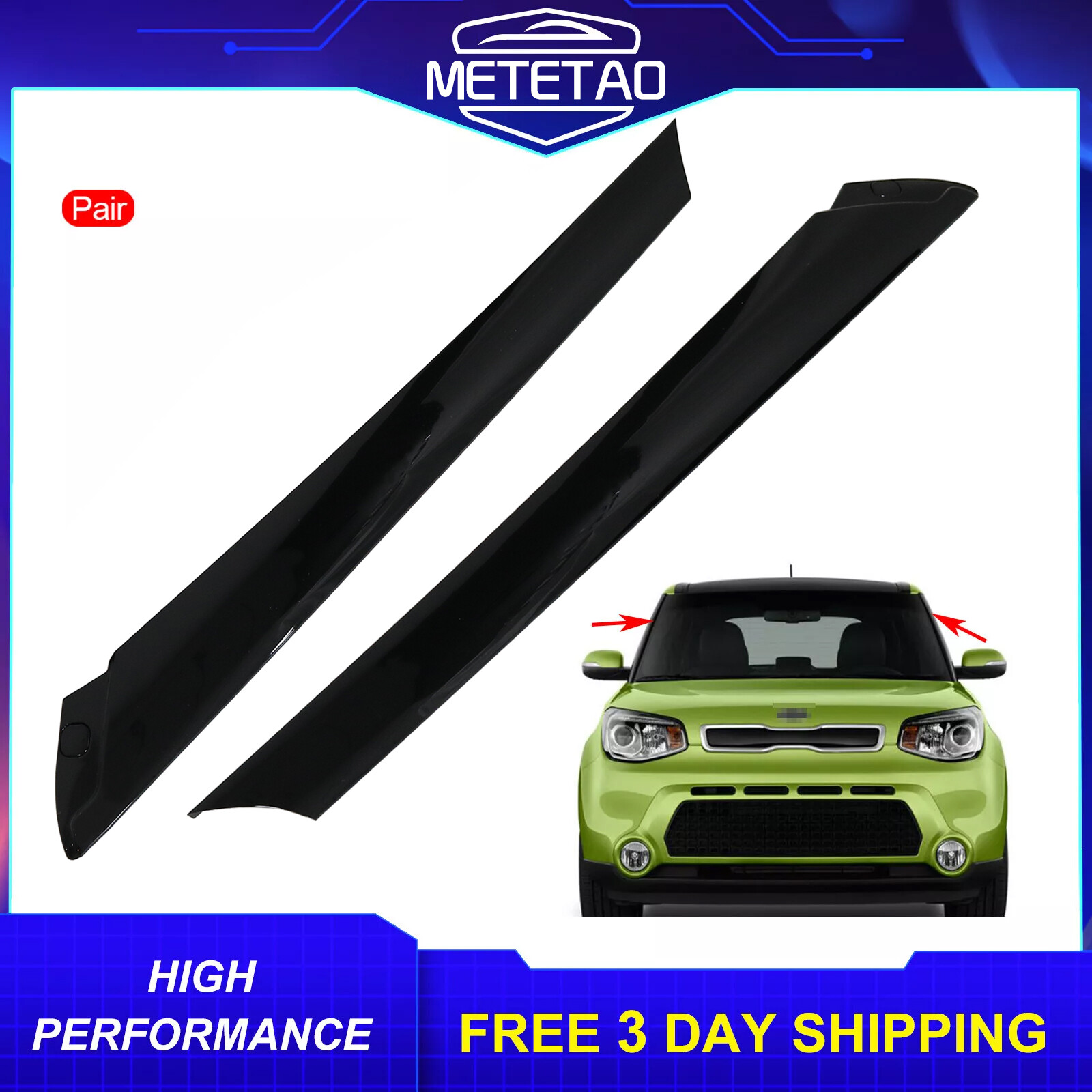 2 x Exterior Molding Garnish Windshield Trim For 2014-2019 Kia Soul ...