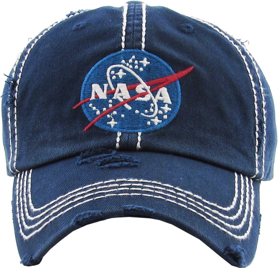 NASA Worm Insignia Vintage Distressed Mesh Back Baseball Cap Adjustable ...