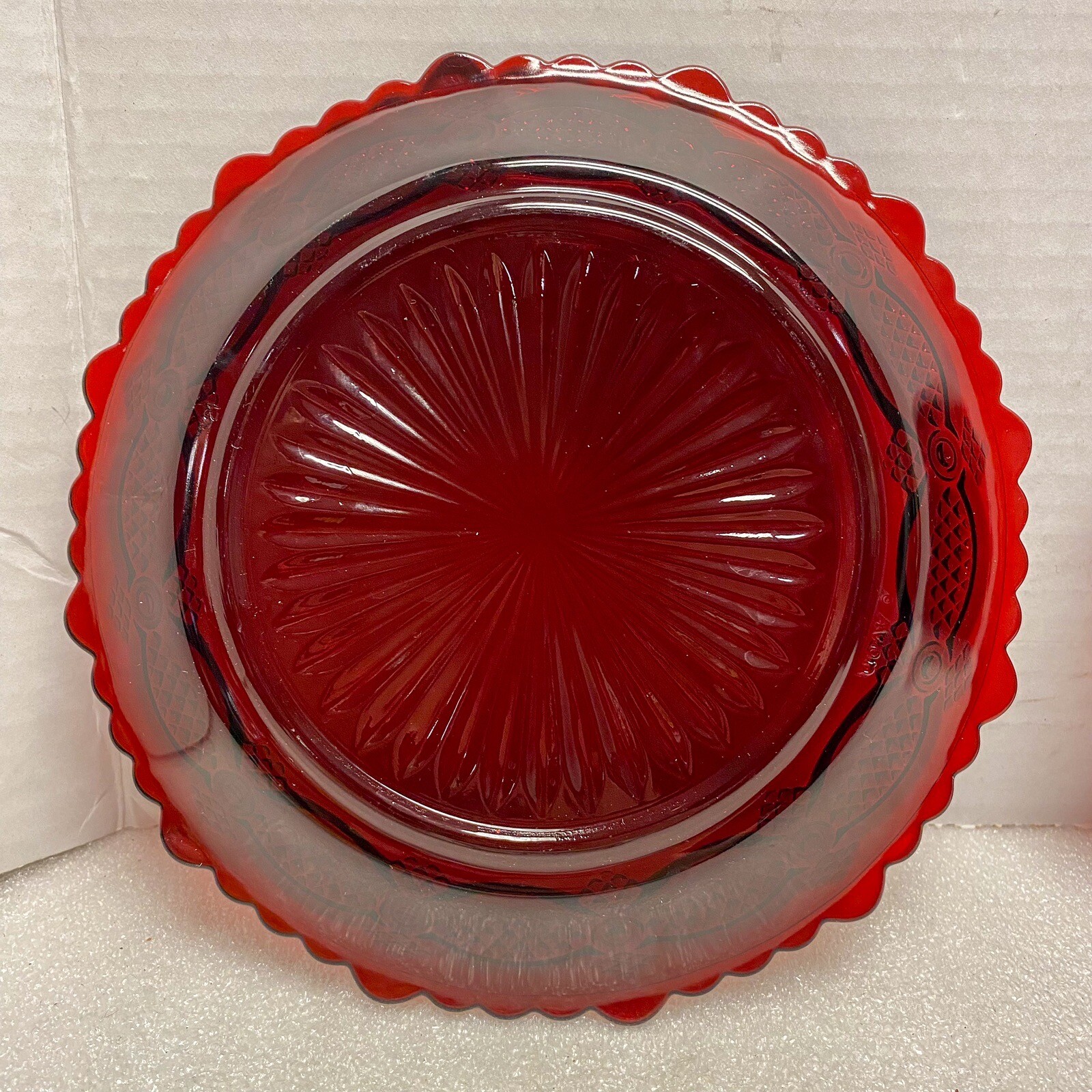 VTG Avon 1876 SET 8 Cape Cod Red Glass Snack Plates Nut Dish Footed ...