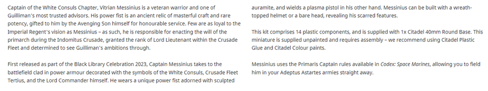 Captain Messinius Space Marines Captain Warhammer 40K NEW in BOX ...