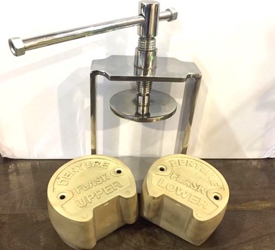DENTAL LABORATORY LAB SPRING PRESS COMPRESS WITH TWO FLASK BRONZE 3 ...
