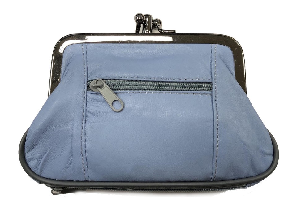 Genuine Leather Women Coin Purse Change Holder Double Clasp Wallet | eBay
