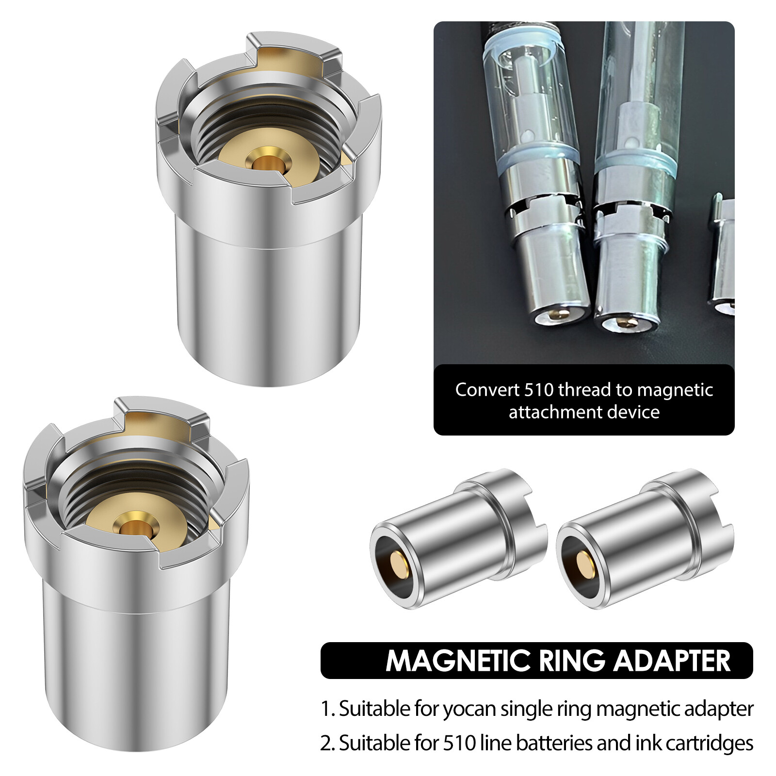 4Pcs Thread Adapter 304 Stainless Steel Threaded Ring Adapter Kit 510 ...