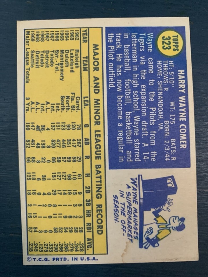 1970 Topps Wayne Comer #323 baseball card | eBay