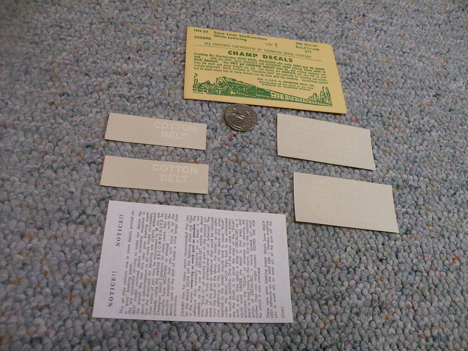 Champ decals HO HN-29 St Louis Southwestern SSW white let road names ...