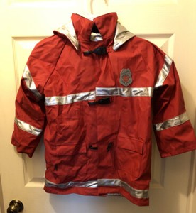 Rain Jacket Boys Size 6X Fire Dept Fire Chief Red Forty Mile Fire Dept ...