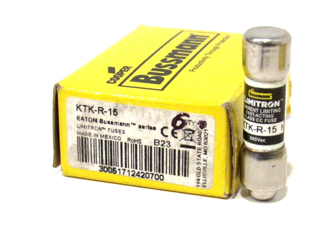BOX OF 6 NEW BUSSMANN KTK-R-15 FUSES KTKR15 | eBay